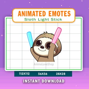 ANIMATED Sloth Glow Stick Emote for Twitch, Discord, Youtube, Animated ...