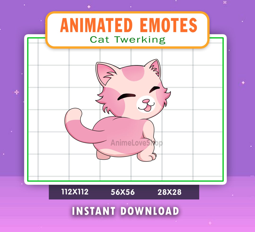 ANIMATED Pink Cat Twerking Emote for Twitch, Discord, Youtube, Animated ...