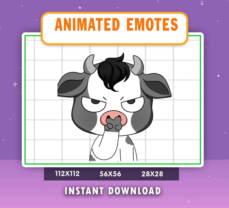 Animated Black Cow Stare Emote: Twitch, Discord, Youtube (digital File ...