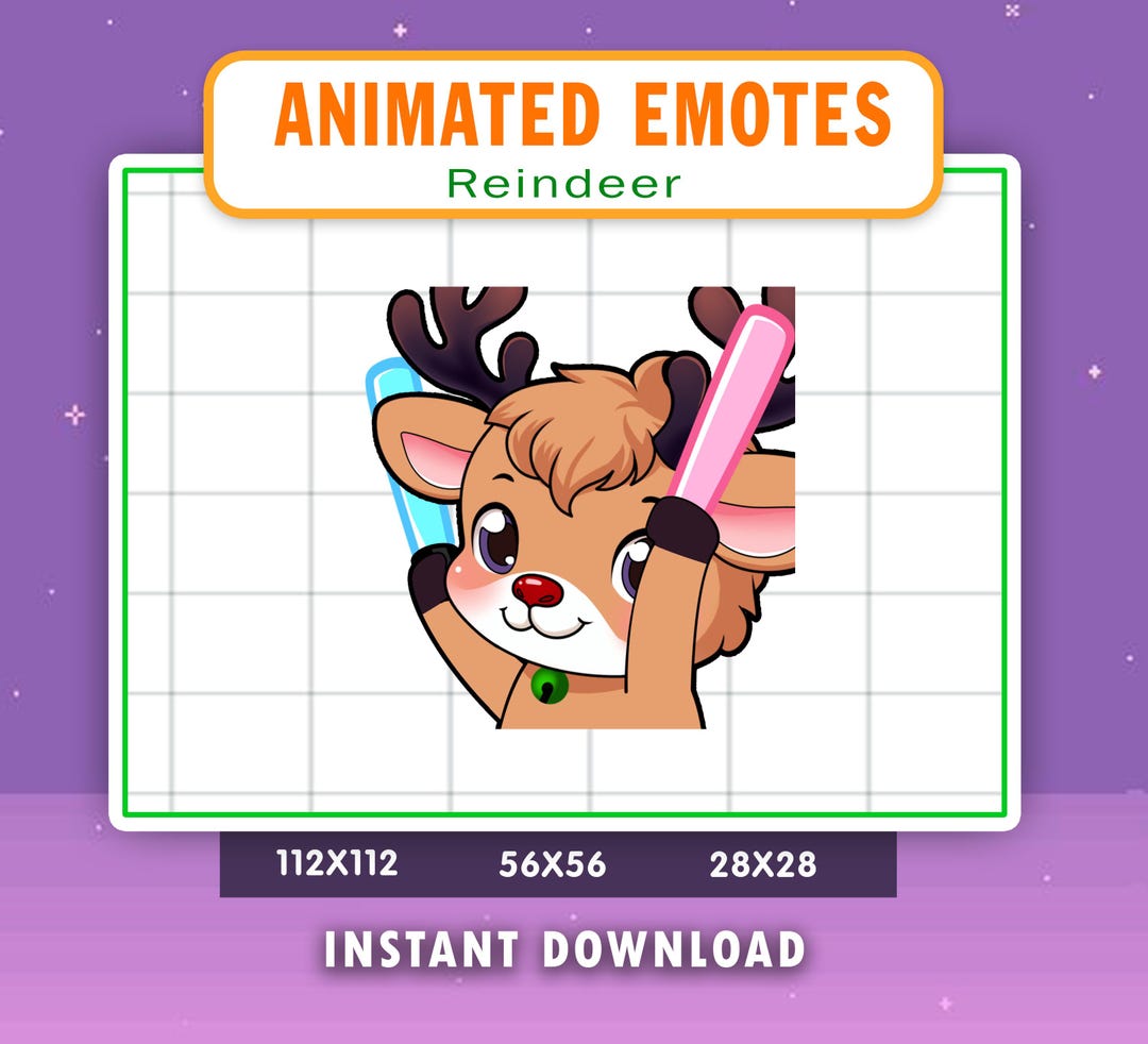 ANIMATED Reindeer Emote for Twitch, Discord, Youtube, Deer Glow Stick ...