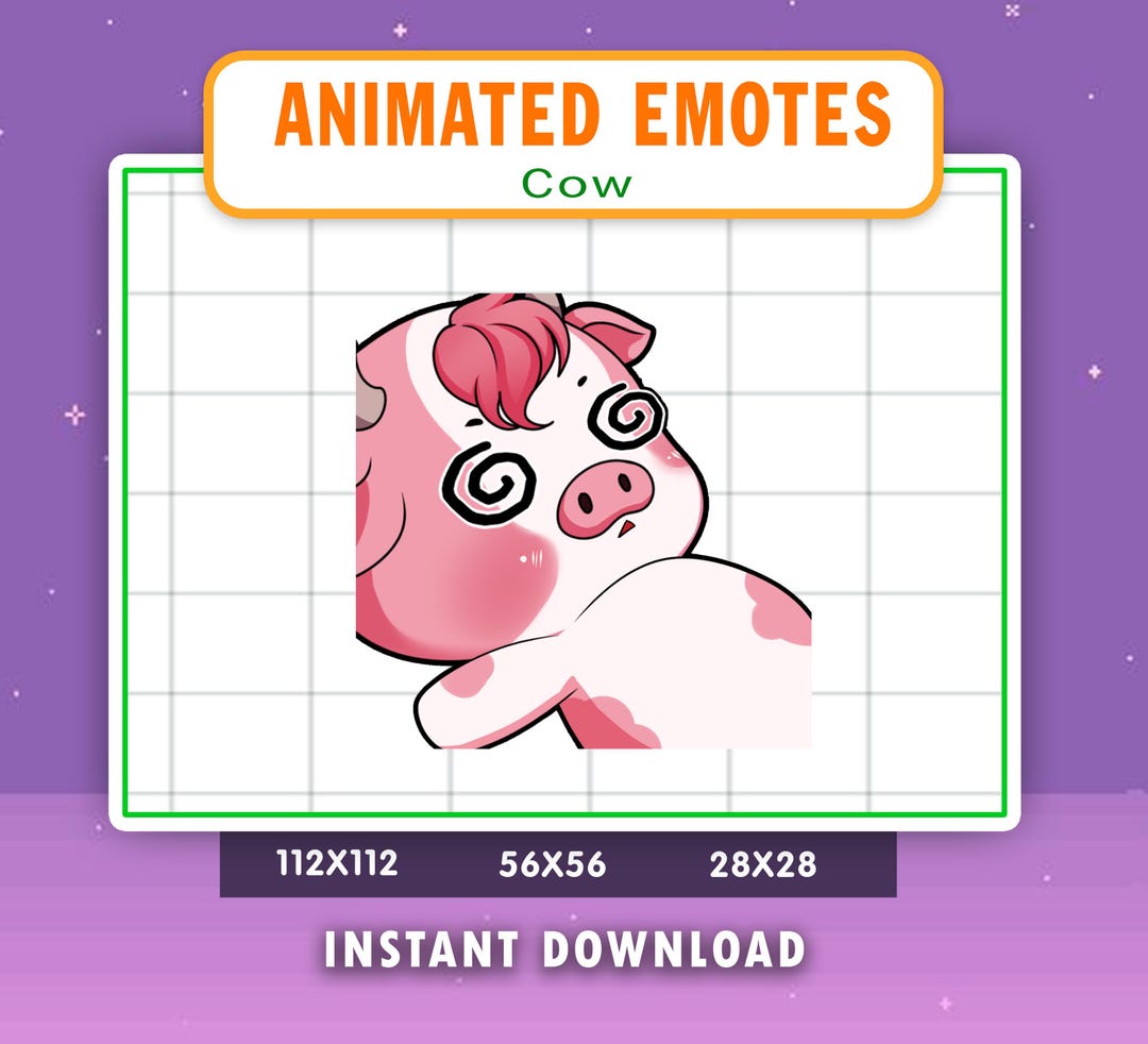 ANIMATED Pink Cow Emote for Twitch, Discord, Youtube, Rip Emote ...