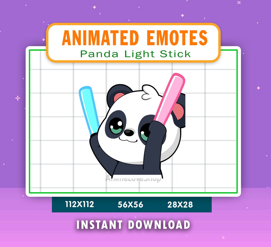 ANIMATED Panda Glow Stick Emote for Twitch, Discord, Youtube, Animated ...