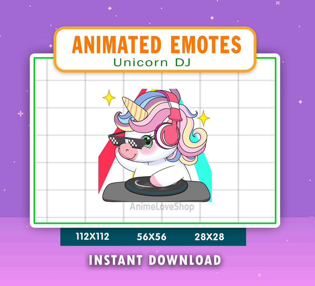 ANIMATED Unicorn DJ Emote for Twitch, Discord, Youtube, Animated Dance ...