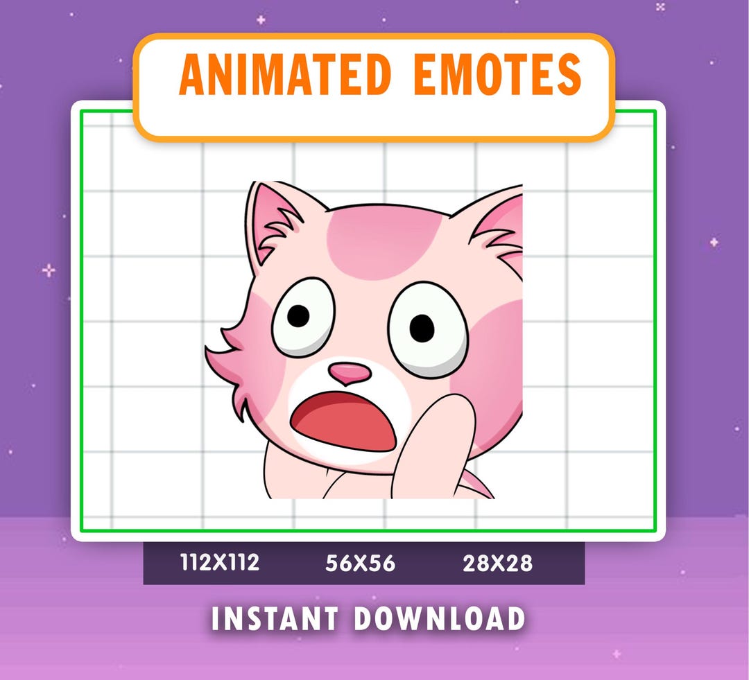 Animated Pink Cat Shock Emote: Twitch, Discord, Youtube (digital File ...