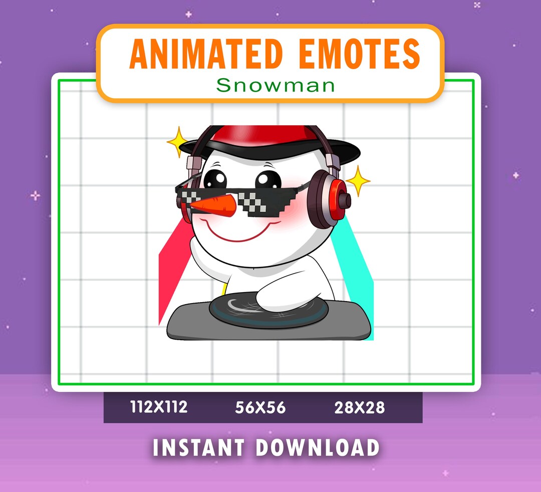 ANIMATED Snowman Emote for Twitch, Discord, Youtube, DJ Emote, Snowman ...