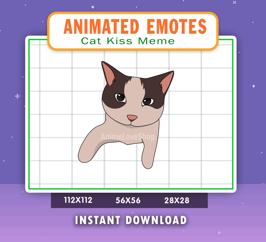ANIMATED Cat Kiss Meme Emote for Twitch, Discord, Youtube, Animated Cat ...