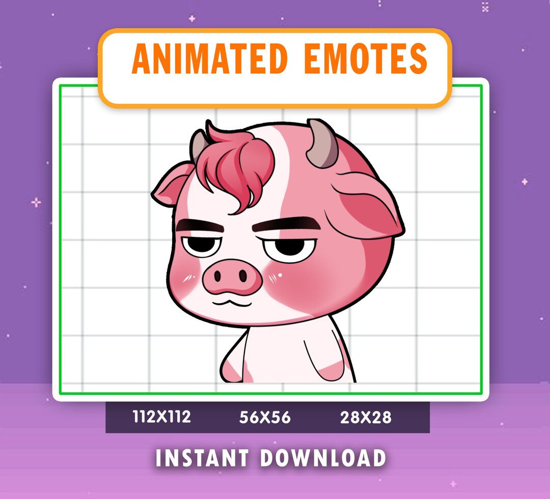 Animated Pink Cow Eyebrows Lifting Emote: Twitch, Discord, Youtube ...