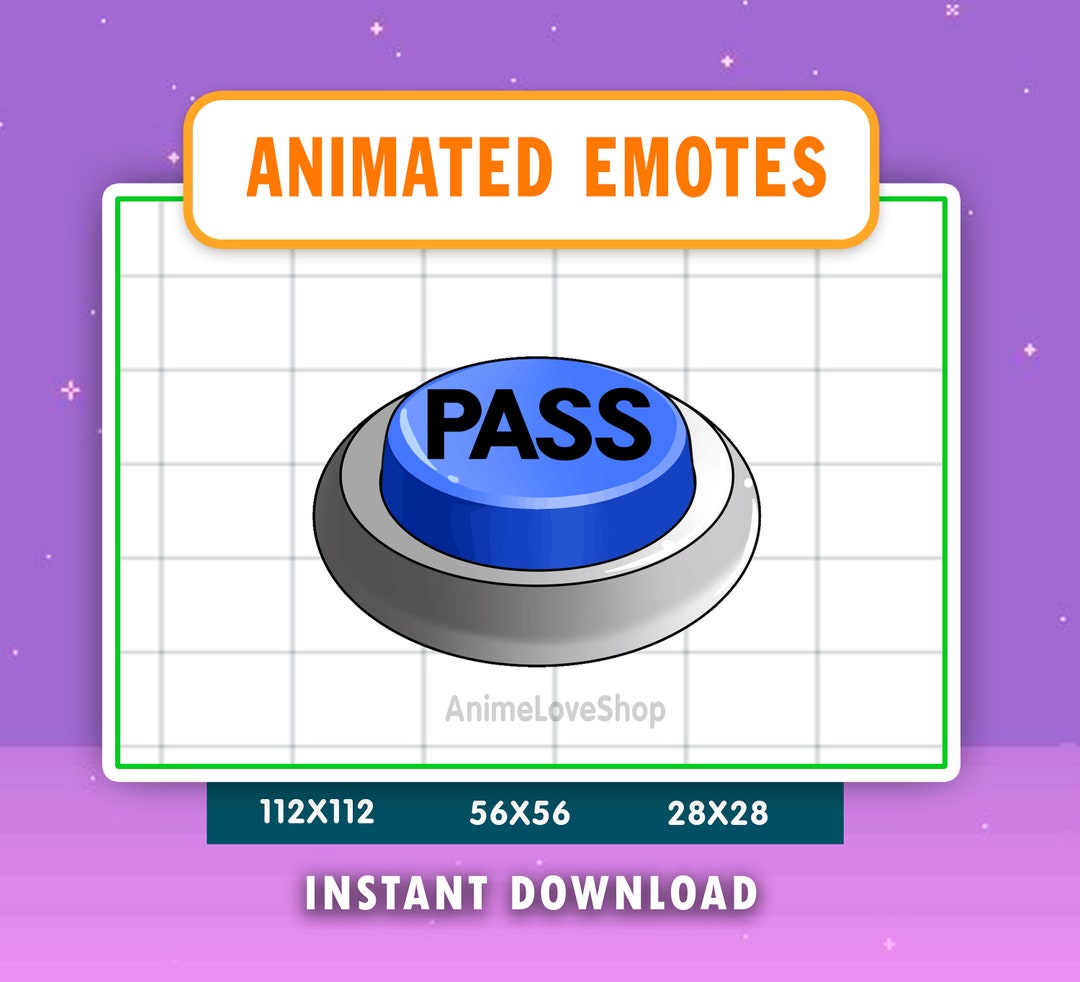 ANIMATED PASS Button Emote for Twitch, Discord, Youtube, Animated Pass ...