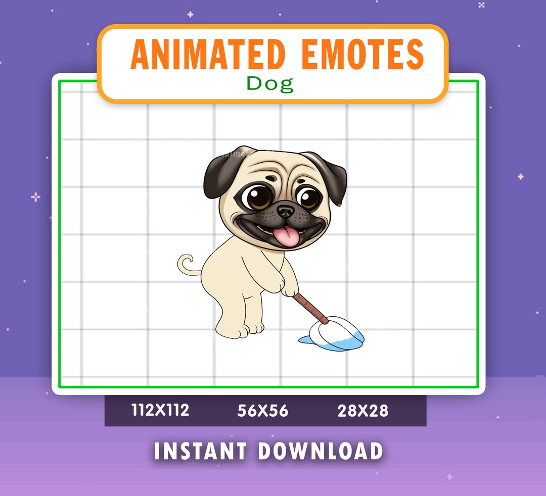 ANIMATED Dog Pug Clean Emote for Twitch, Discord, Youtube, Animated ...