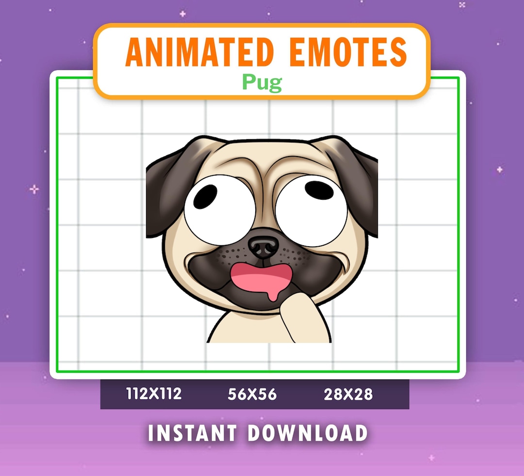 ANIMATED Pug Dumb Emote for Twitch, Discord, Youtube, Animated Dumb Pug ...