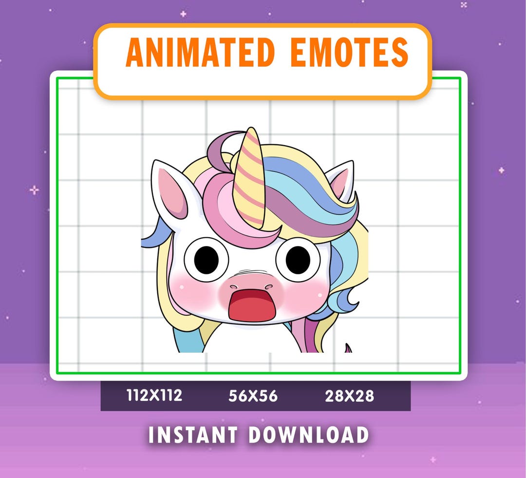 Animated Unicorn Shock Emote: Twitch, Discord, Youtube (digital File ...