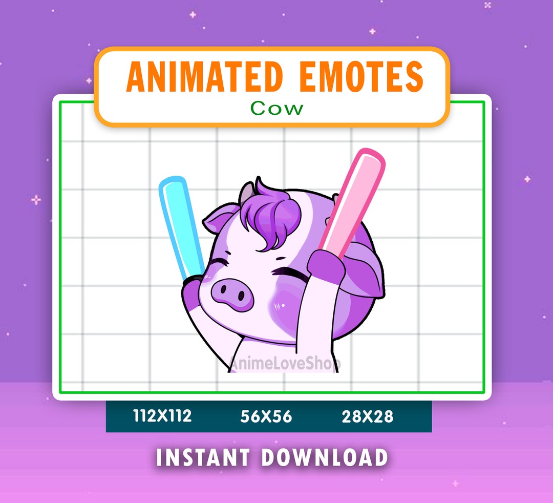 ANIMATED Purple Cow Light Stick Emote for Twitch, Discord, Youtube ...