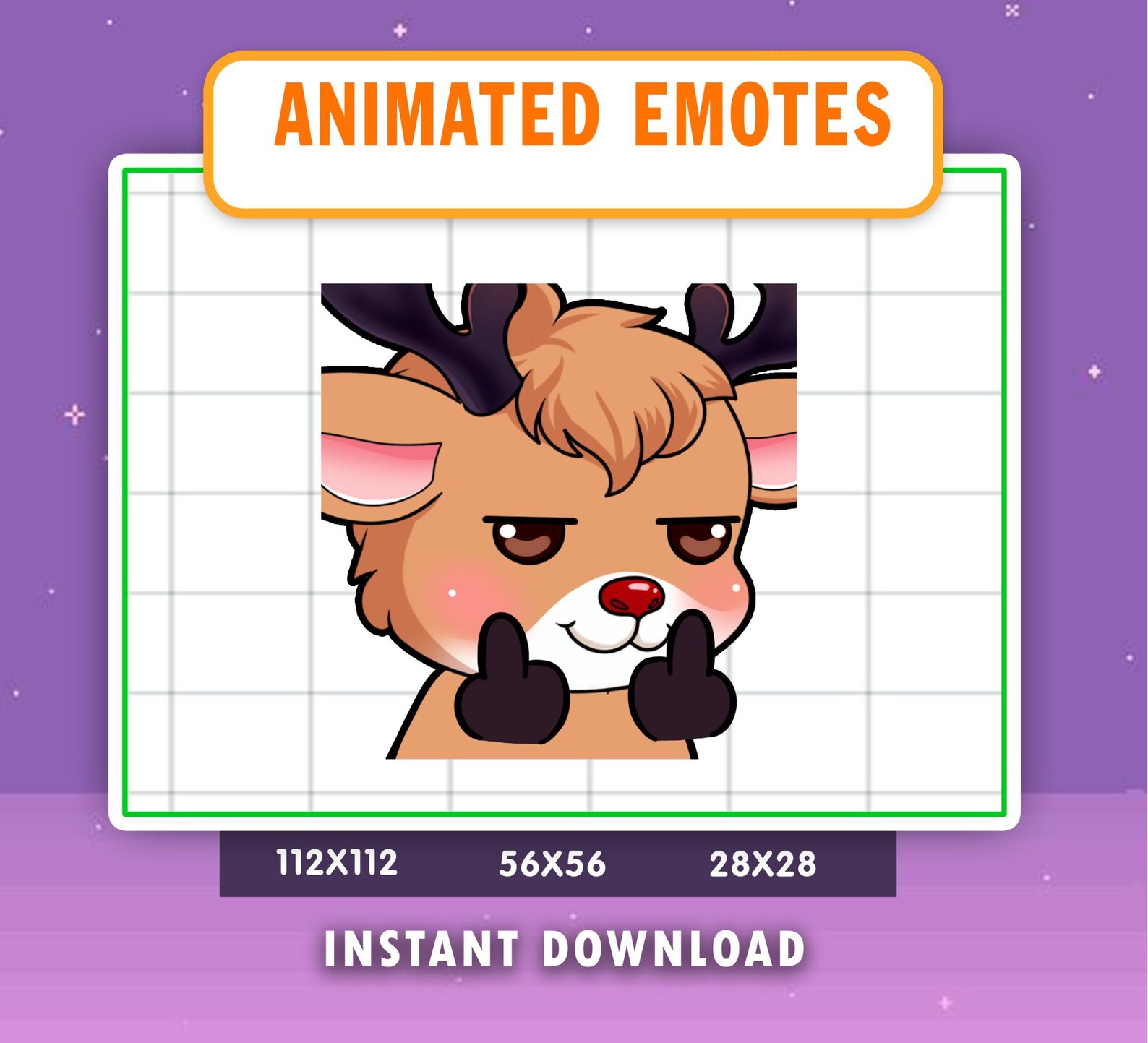 ANIMATED Reindeer Emote for Twitch, Discord, Youtube, Gif Emote, Middle ...