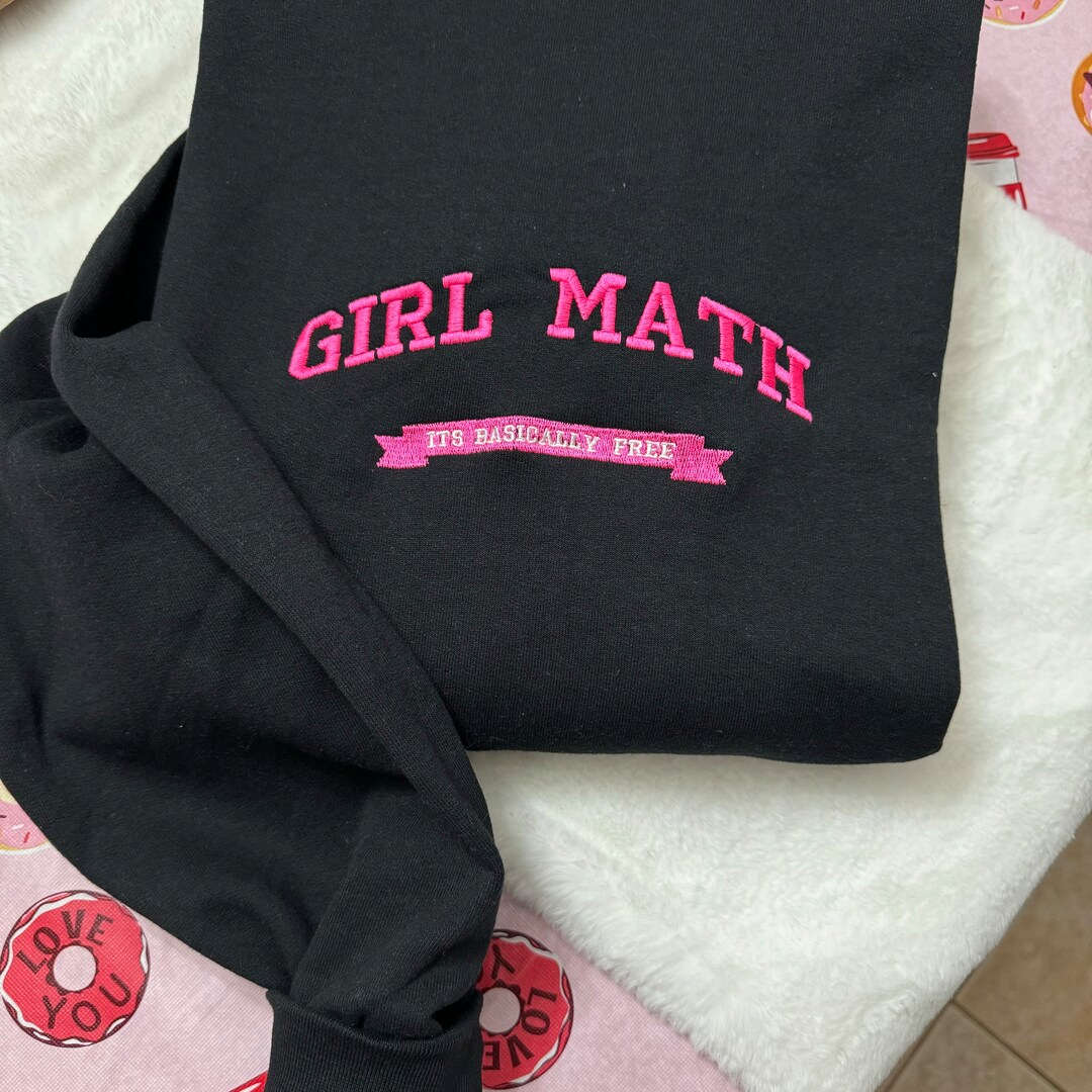 Girl Math Embroidered Sweatshirt- Y2K Style Embroidered Crewneck ...