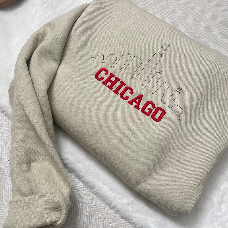 Chicago Embroidered Sweatshirt - Y2K Style - Custom City Crewneck ...