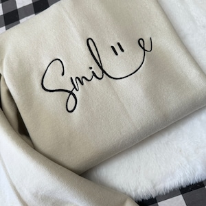 Smile Embroidered Sweatshirt - Custom Made - Hand Made - Made to Order ...