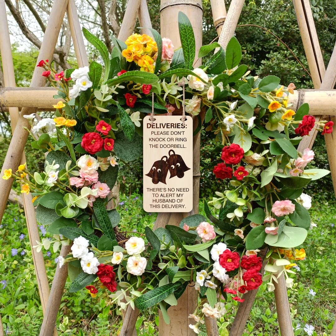 Colorful Wreath for Front Door, Delivery Driver Door Bell Cover, Don't ...