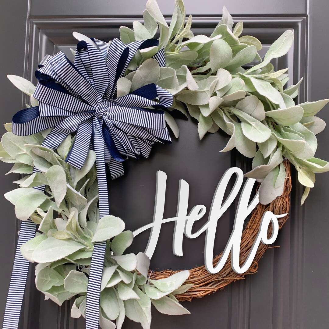 Hello Wreath, Summer Wreath, Year-round Wreath, Front Door Decor, Hi ...