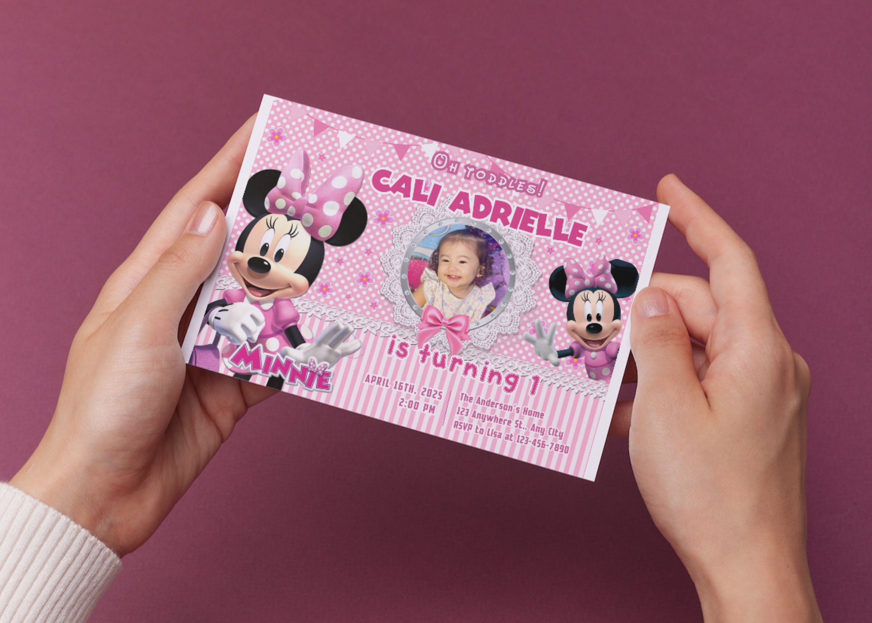 Minnie Mouse Pink Birthday Invitation Editable Instant Download Canva ...