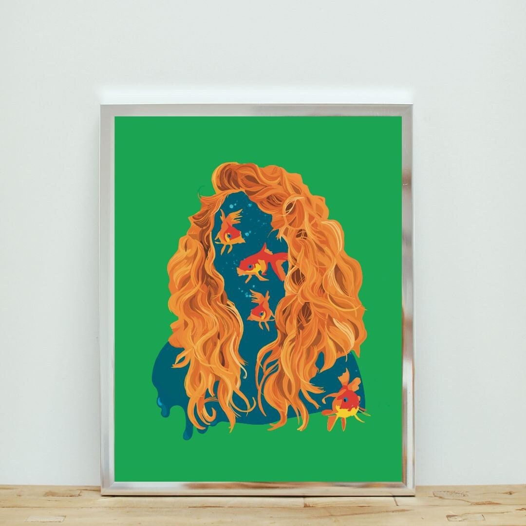 The fish for Thought Illustrated Print A5-A3 Scale Surrealist Art Wall ...