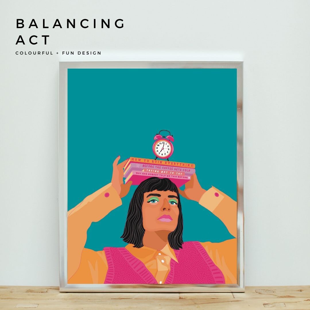 The balancing Act Illustrated Print A5-A3 Scale - Etsy