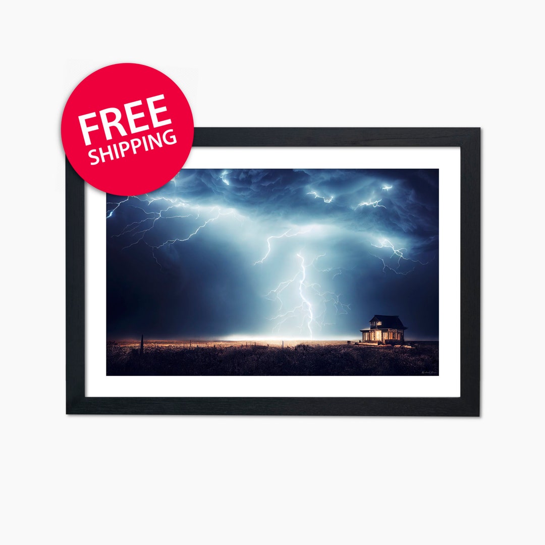 Lightning Bolt Wall Decor, Lightning Art Print From Original Painting ...