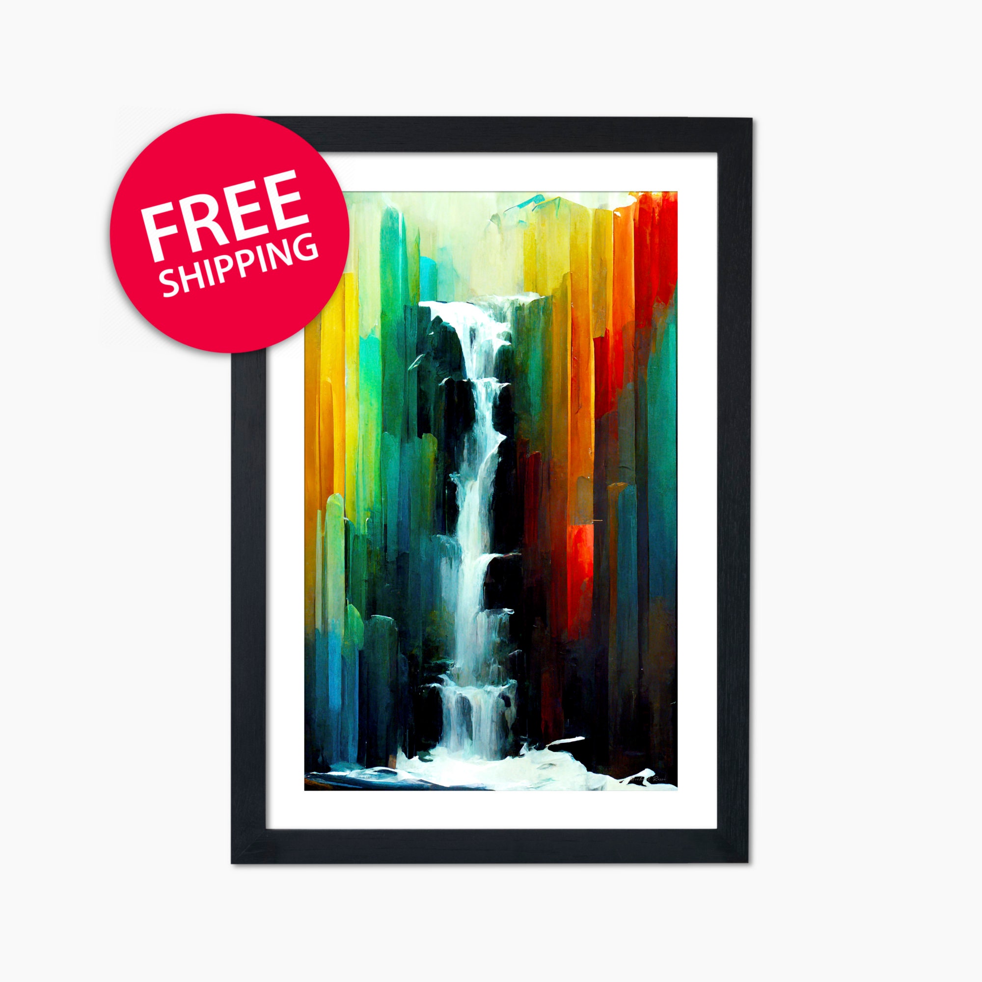 Waterfall Wall Art Print From Original Painting, Abstract Minimal Art ...