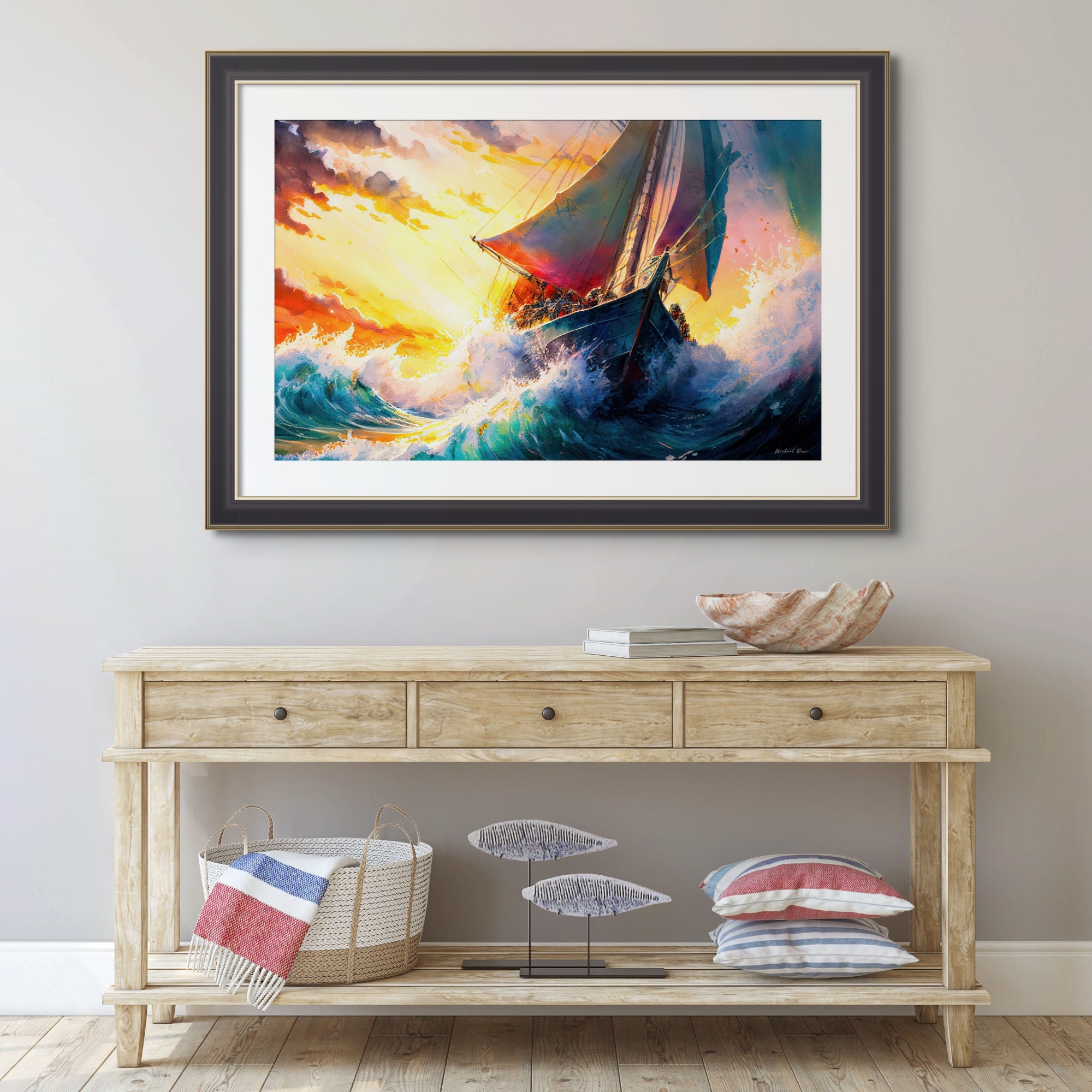 Sailboat Wall Art Print From Original, Abstract Sailing Art, Sailing ...
