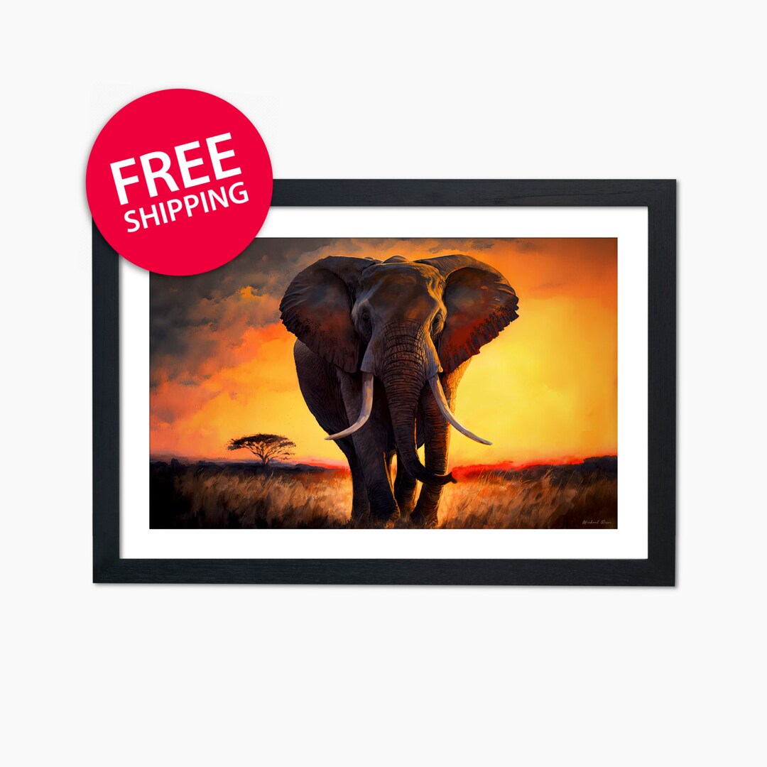 Elephant Wall Art Print From Original Painting, African Elephant ...