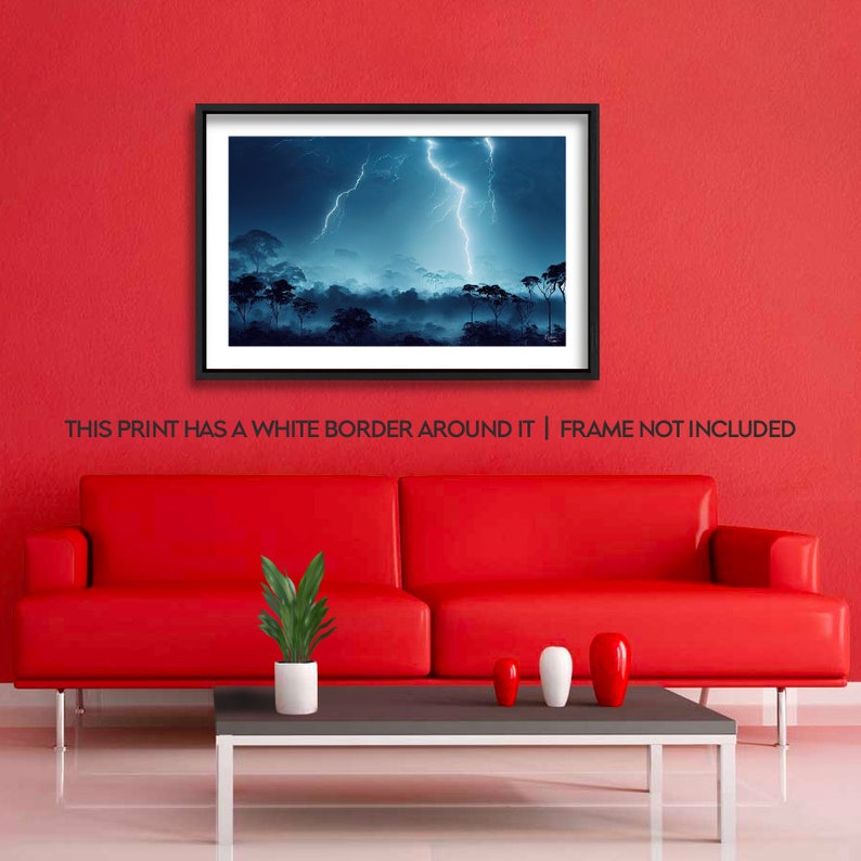 Lightning Strike Thunderstorm Wall Art Print, Moody Wall Art, Lightning ...