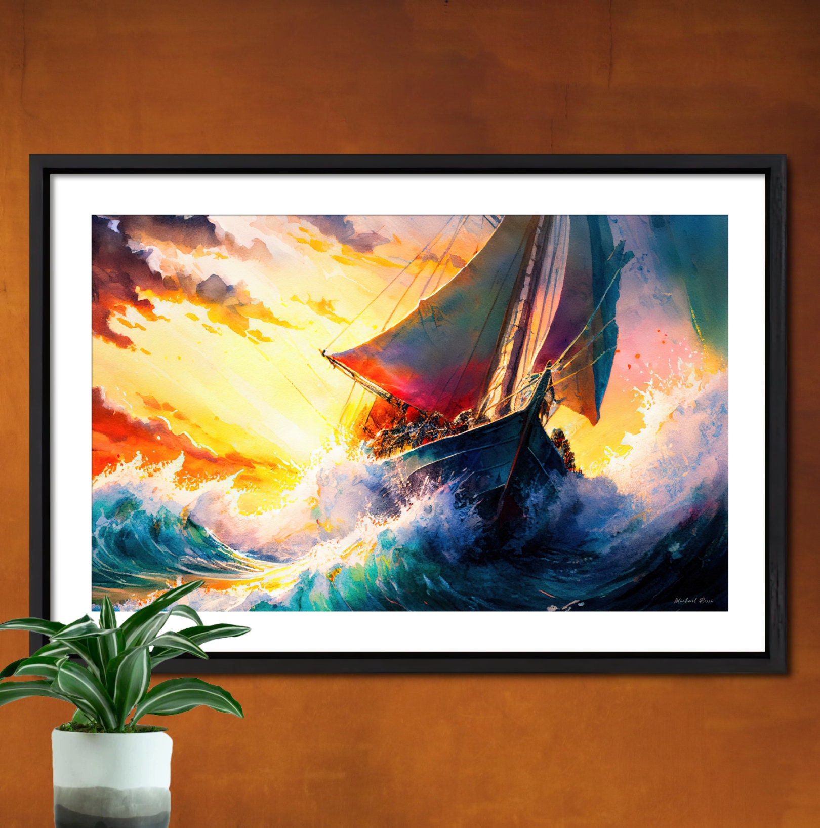 Sailboat Wall Art Print From Original, Abstract Sailing Art, Sailing ...