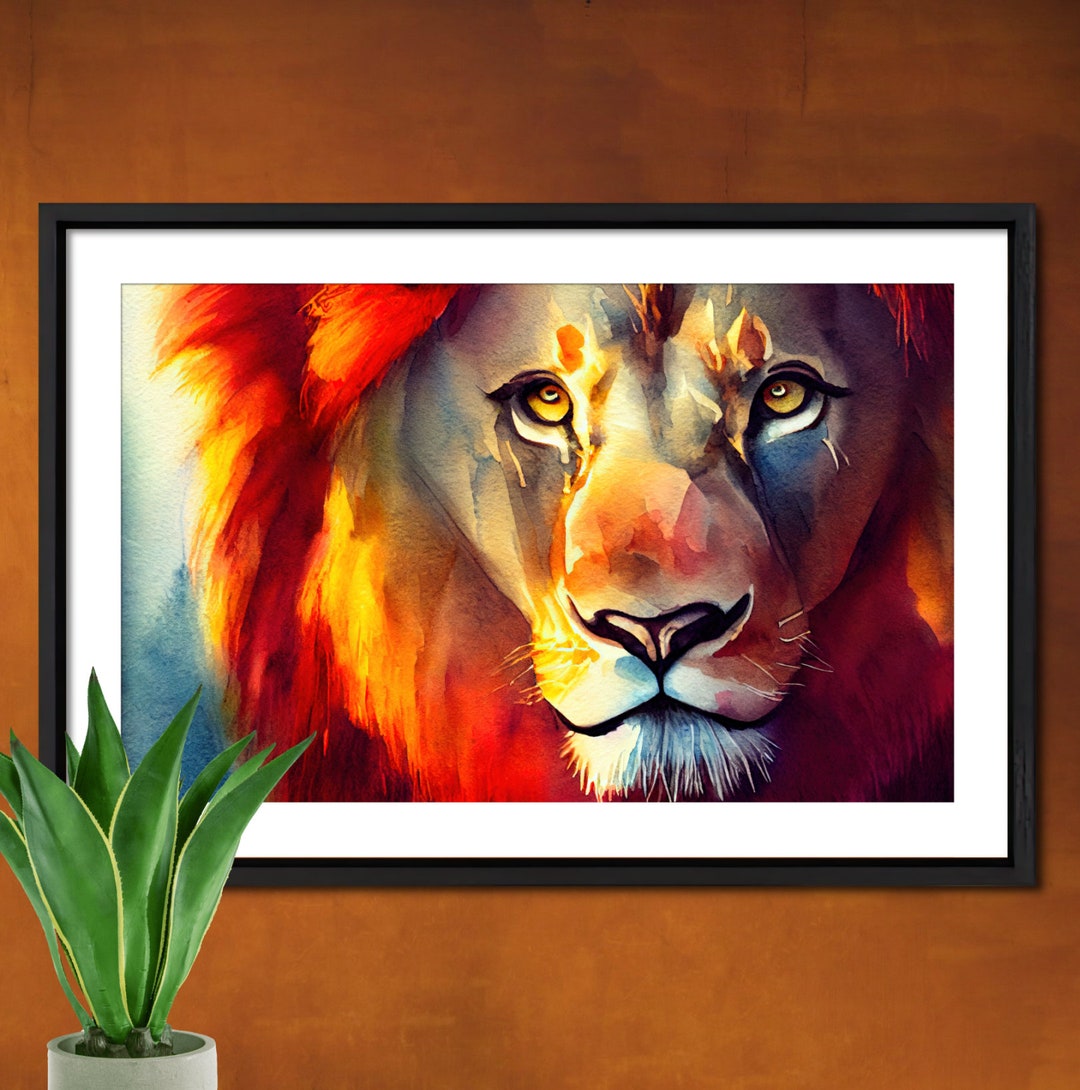 Lion Wall Art Print From Original Painting, African Lion Images, Big ...