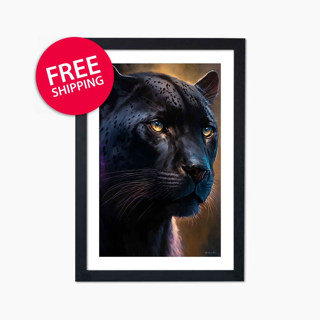 Black Panther Wall Art Print From Original Painting, Black Panther ...