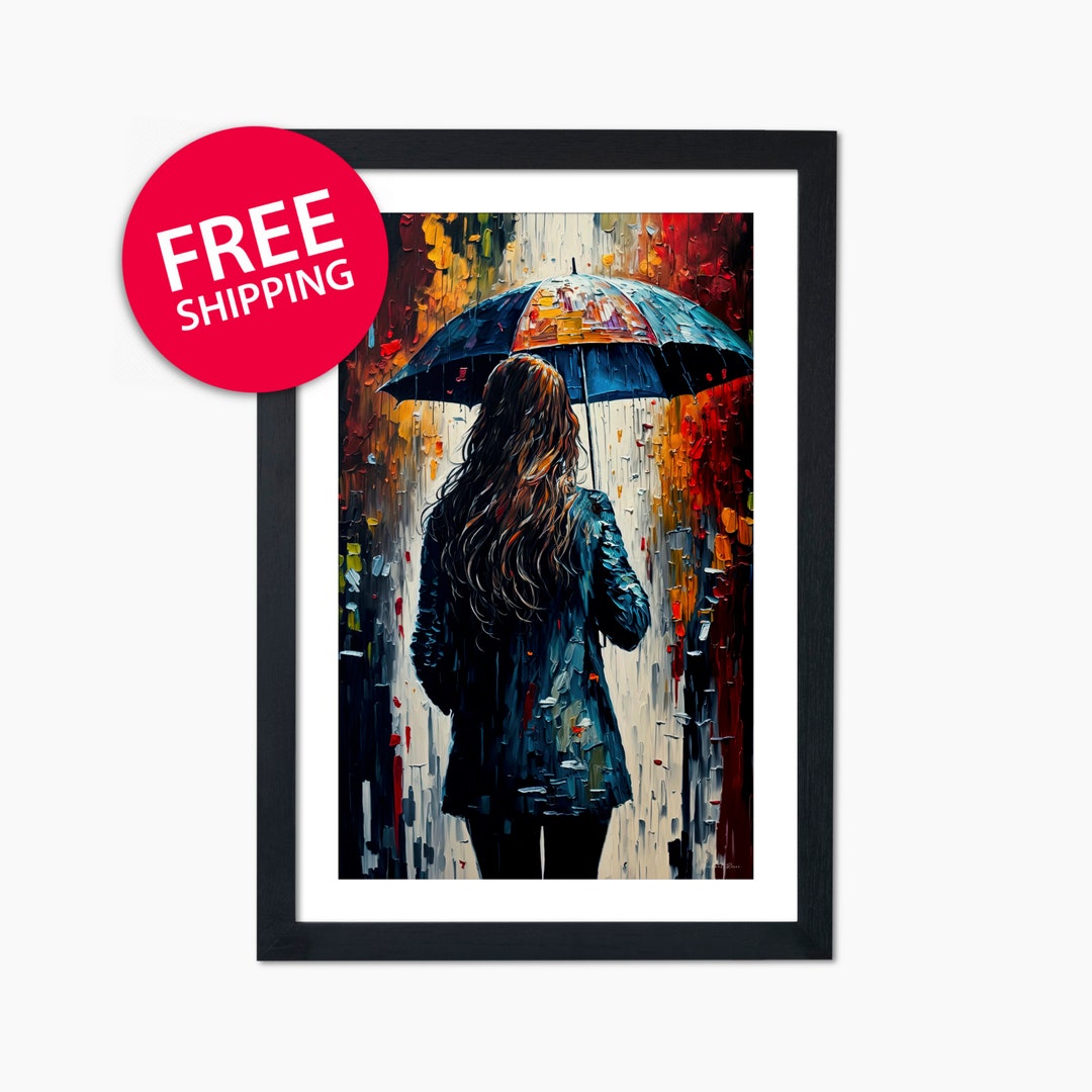Woman in Rain Print From Original Painting, Beautiful Woman Wall Art, Girl Art Print, Women Art ...