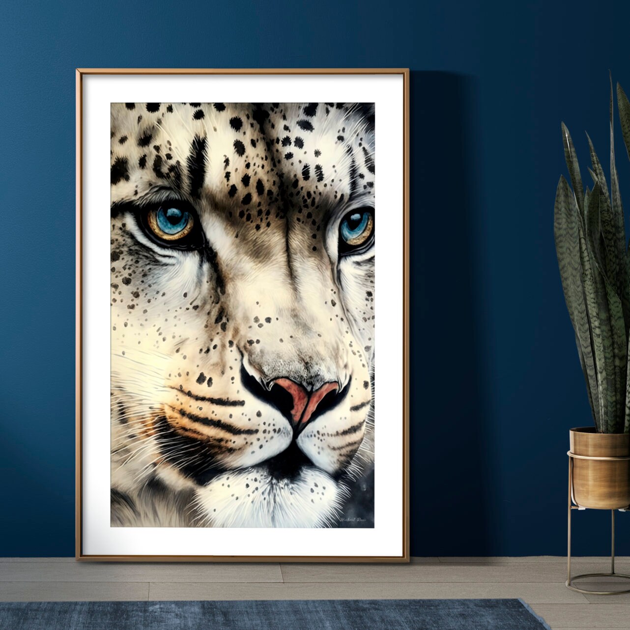 Snow Leopard Print From Original Painting, Snow Leopard Wall Art, Snow ...
