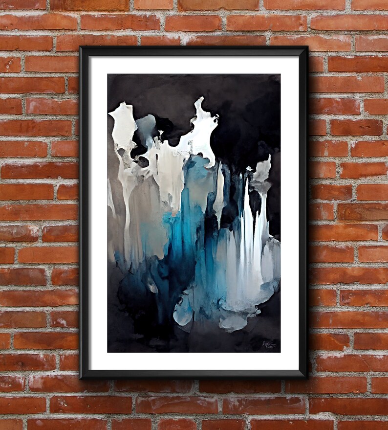 Blue Abstract Art Print From Original Painting Modern Home - Etsy