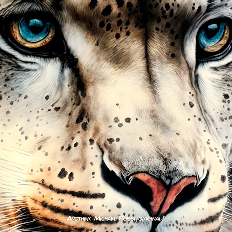 Snow Leopard Print From Original Painting, Snow Leopard Wall Art, Snow ...