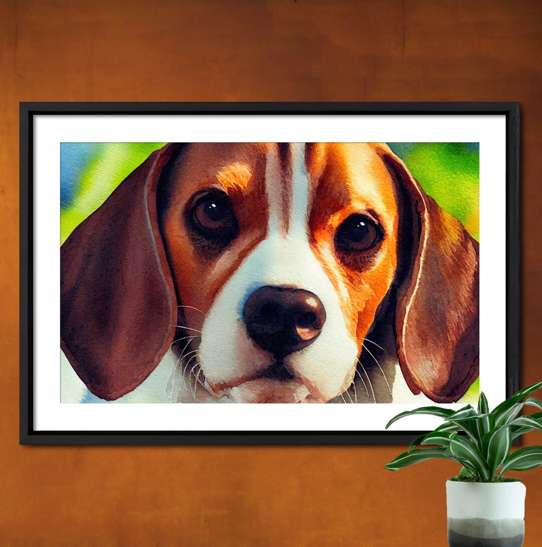 Beagle Wall Art Print From Original Painting, Dog Decor, Beagle Puppy ...