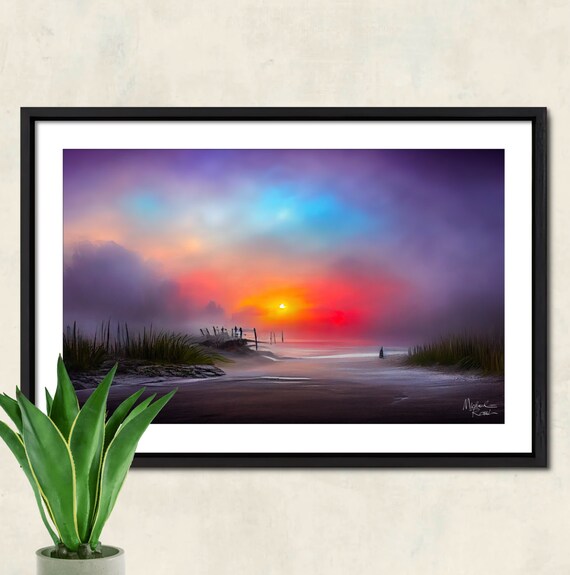Beach Sunrise Art Print Abstract Artwork Golden Hour Sunrise - Etsy