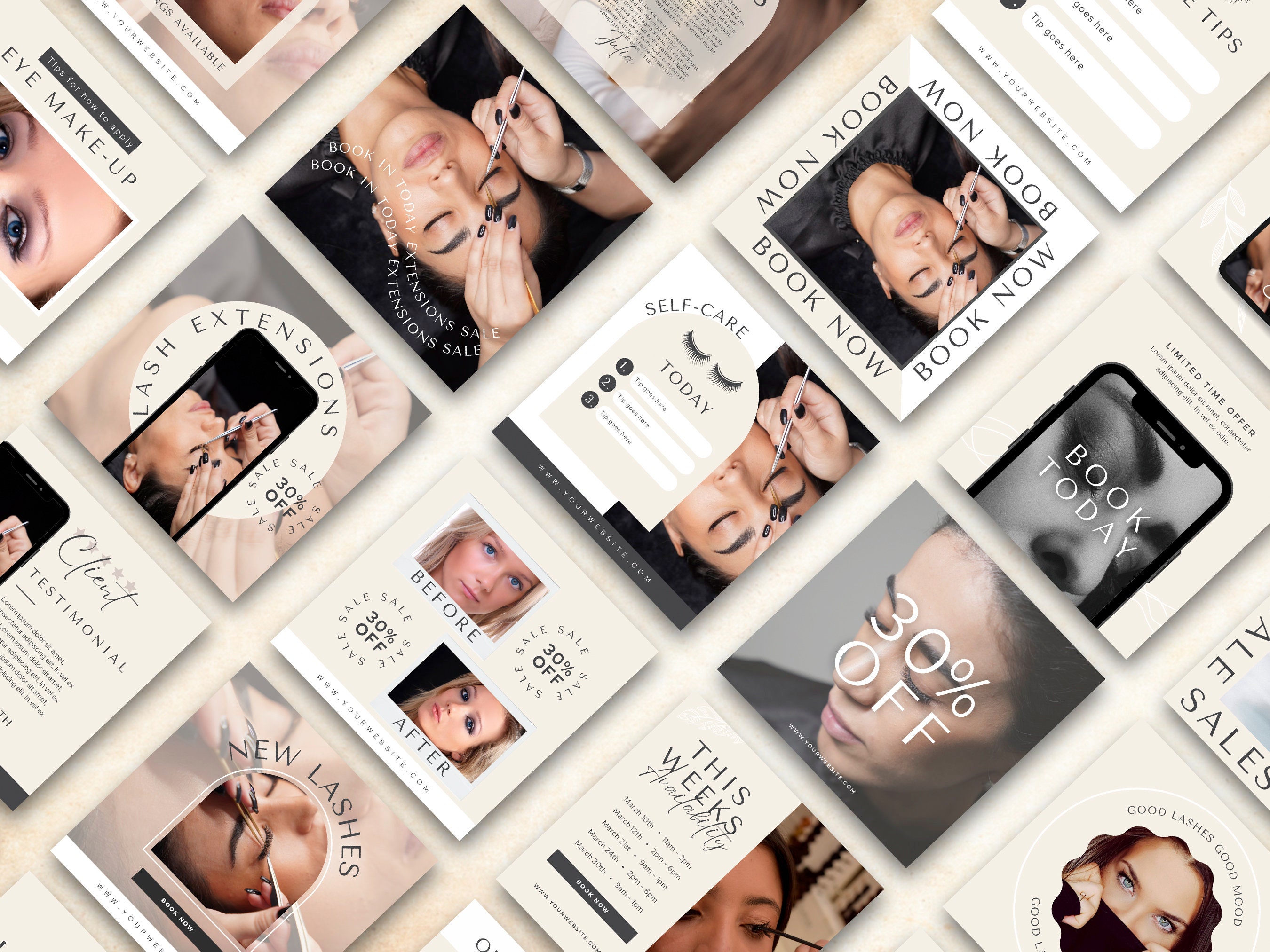 50 Lash Tech Instagram Post Template Lash Tech Canva Instagram Posts ...