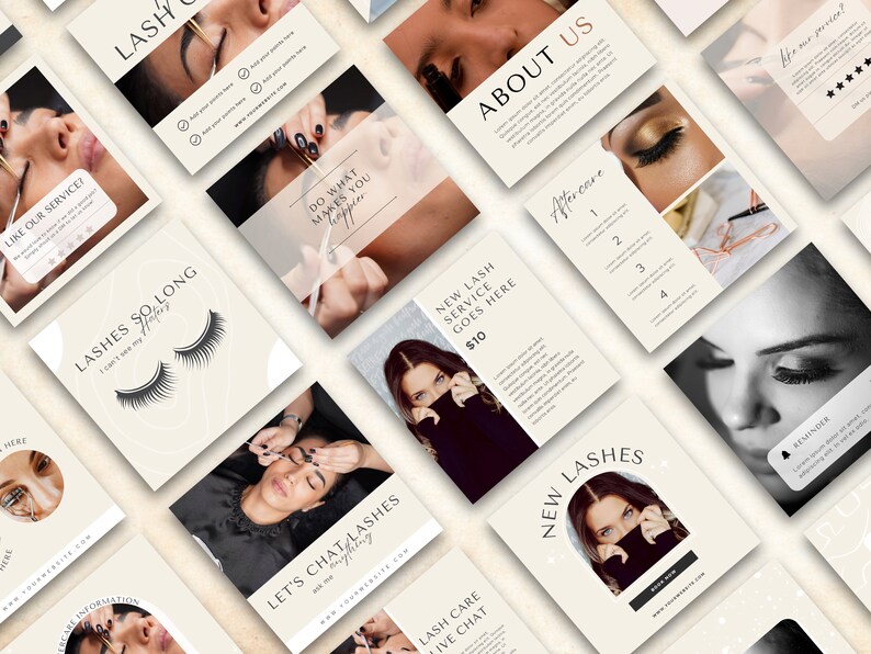 50 Lash Tech Instagram Post Template| Lash Tech Canva Instagram Posts ...