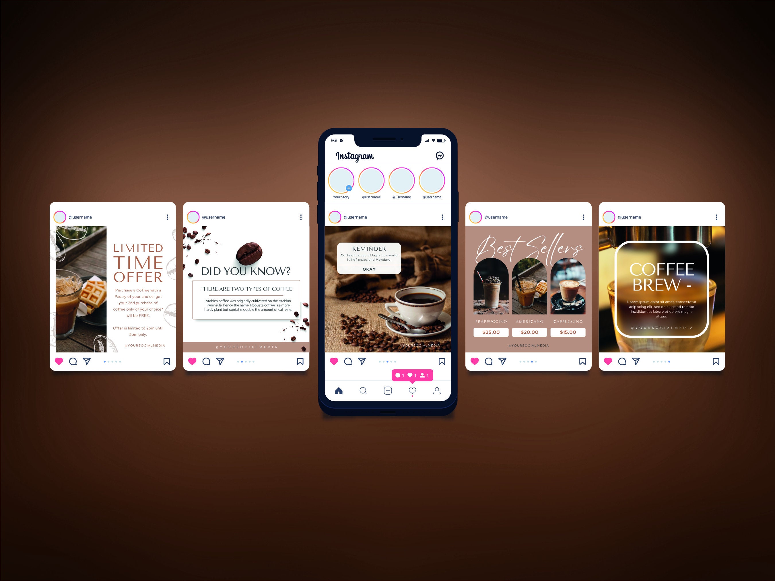 50 Instagram Coffee Post Templates | Coffee Post Templates Canva ...