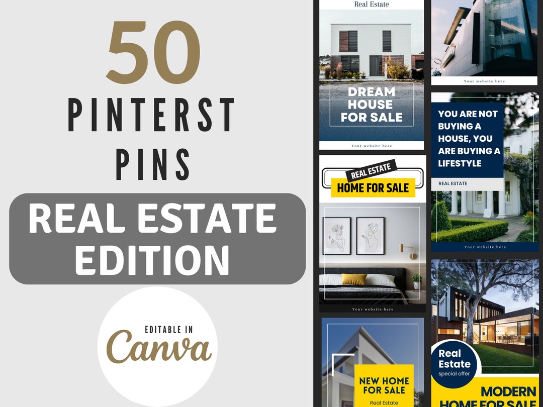50 Pinterest Pins for Real Estate | Pinterest Pins Editable in Canva ...