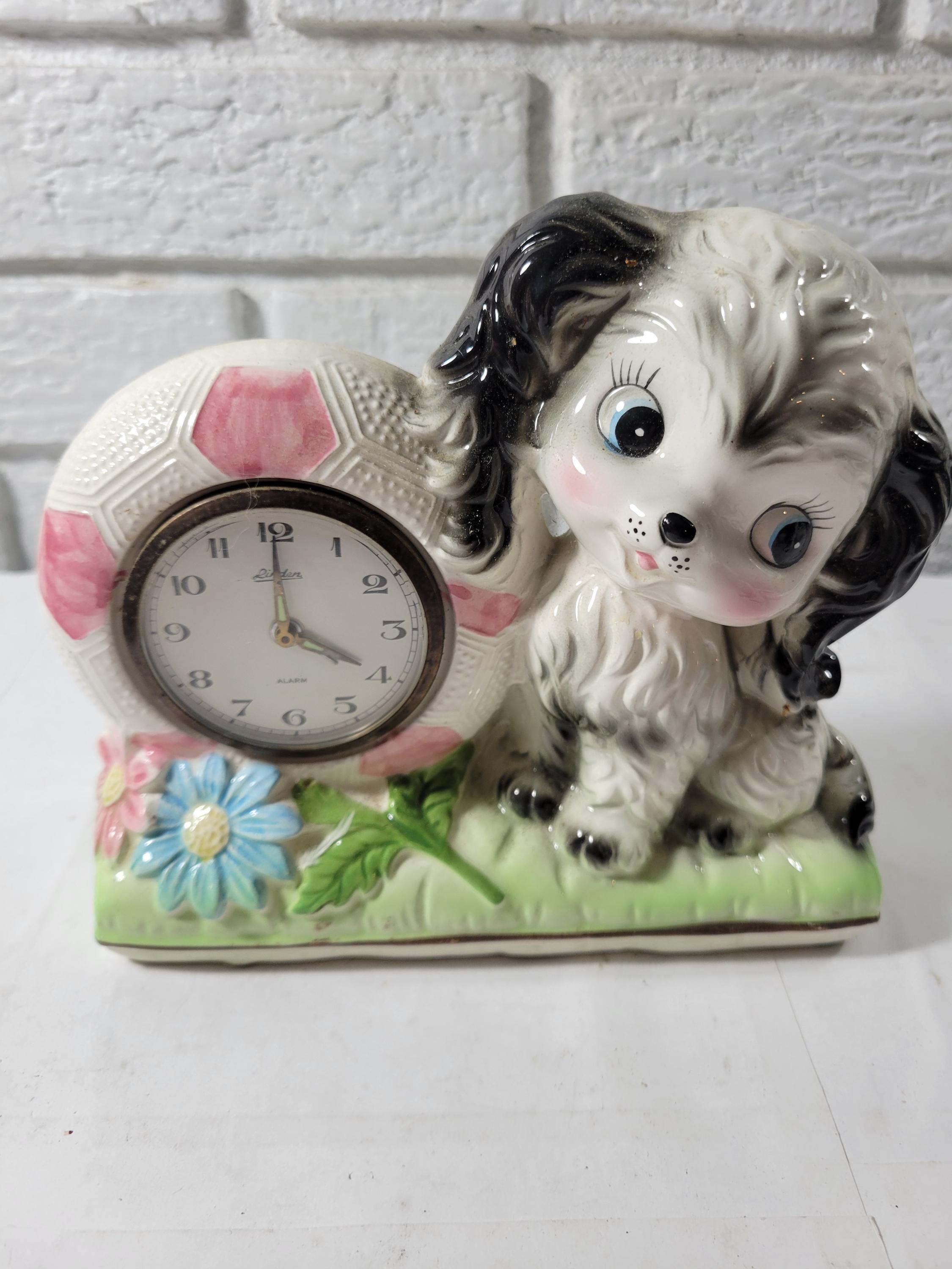 Vintage Puppy Dog Clock With Big Eyes Ceramic Clock ITEM 1560 - Etsy