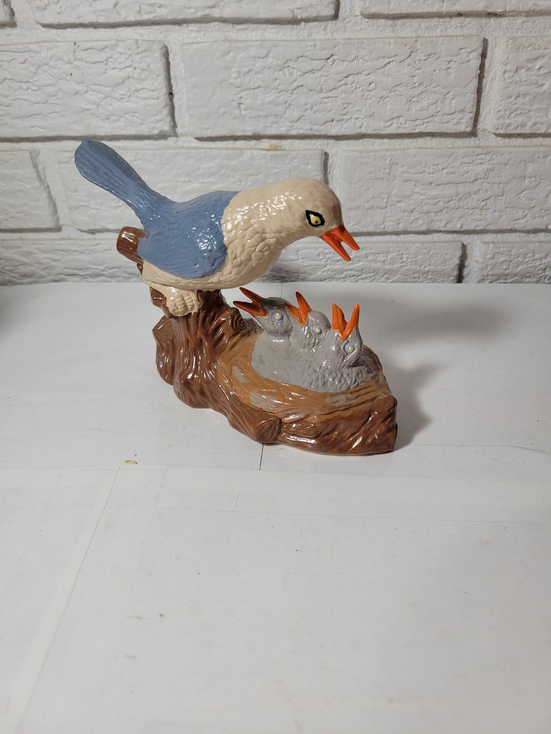 Hand Painted Ceramic Sea Gull Figurine Feeding Babies - Etsy