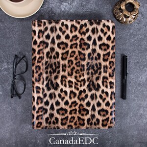 Name&logo Engraved Leopard Print Leather Portfolio for Her, 3-ring ...