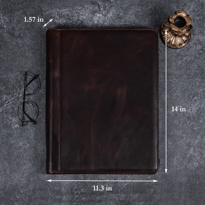 Personalized Red Brown Portfolio for Him, Engraved Oil Wax Leather ...