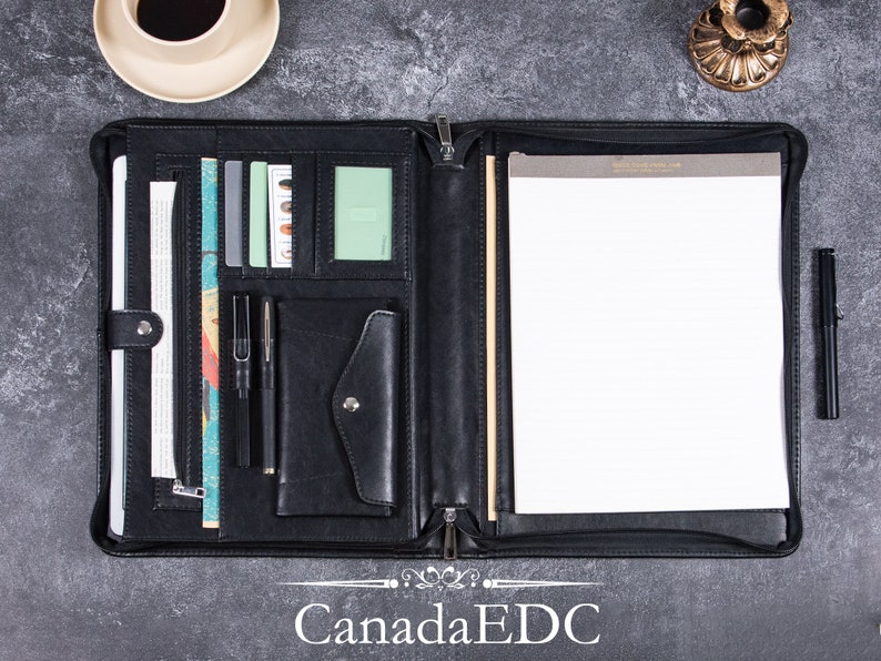Men's Monogrammed Name&logo Vegan Leather Portfolio With Handle, A4 ...