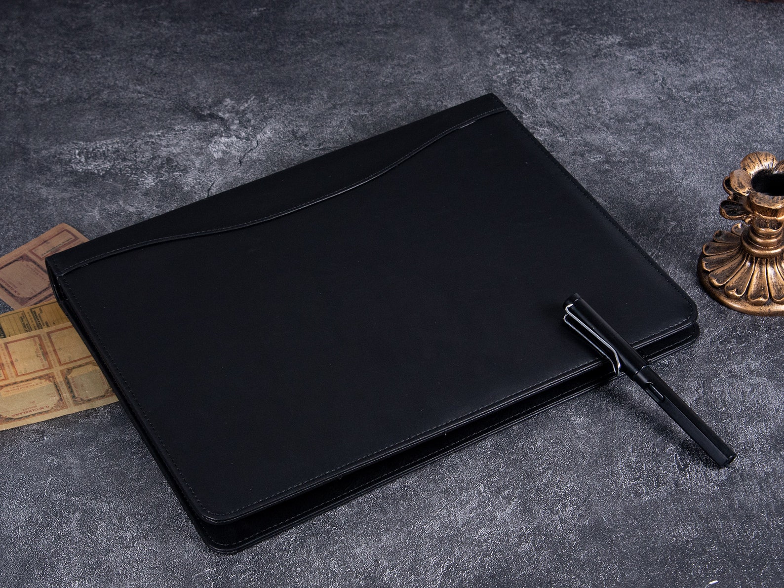 A4 Personalized Pu Leather Padfolio for Men, 3-ring Binder Leather ...