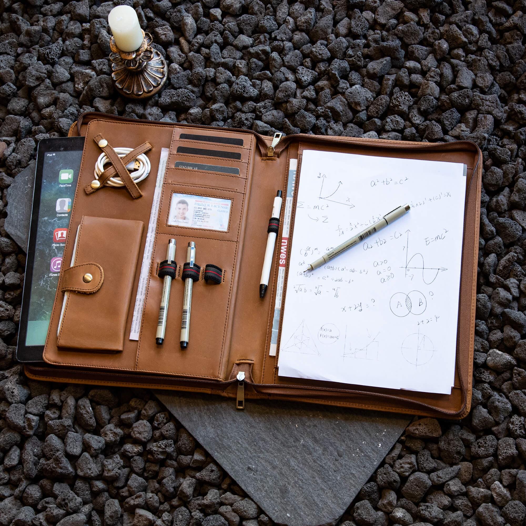 Vintage Brown A4 Leather Portfolio for Men, Custom Crazy Horse Leather ...